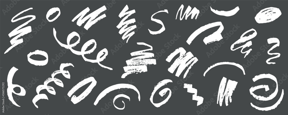 Hand draw brush quotes, commas, ornament, marks, splash and flourish ...
