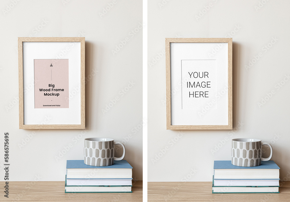 Frame with Books Mockup Stock Template | Adobe Stock