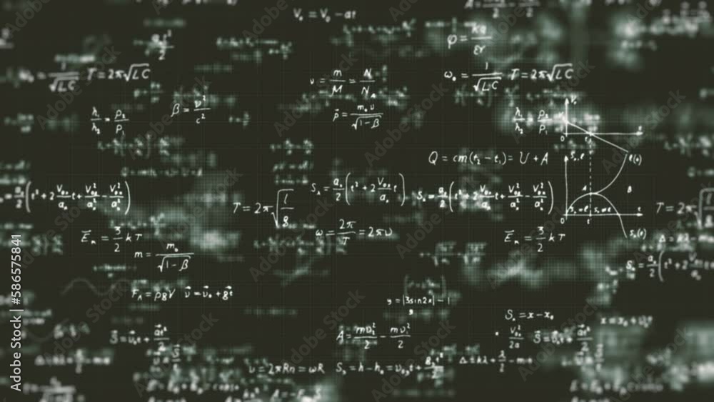 Mathematics Equations And Formulas On Blackboard/ 4k animation of an ...