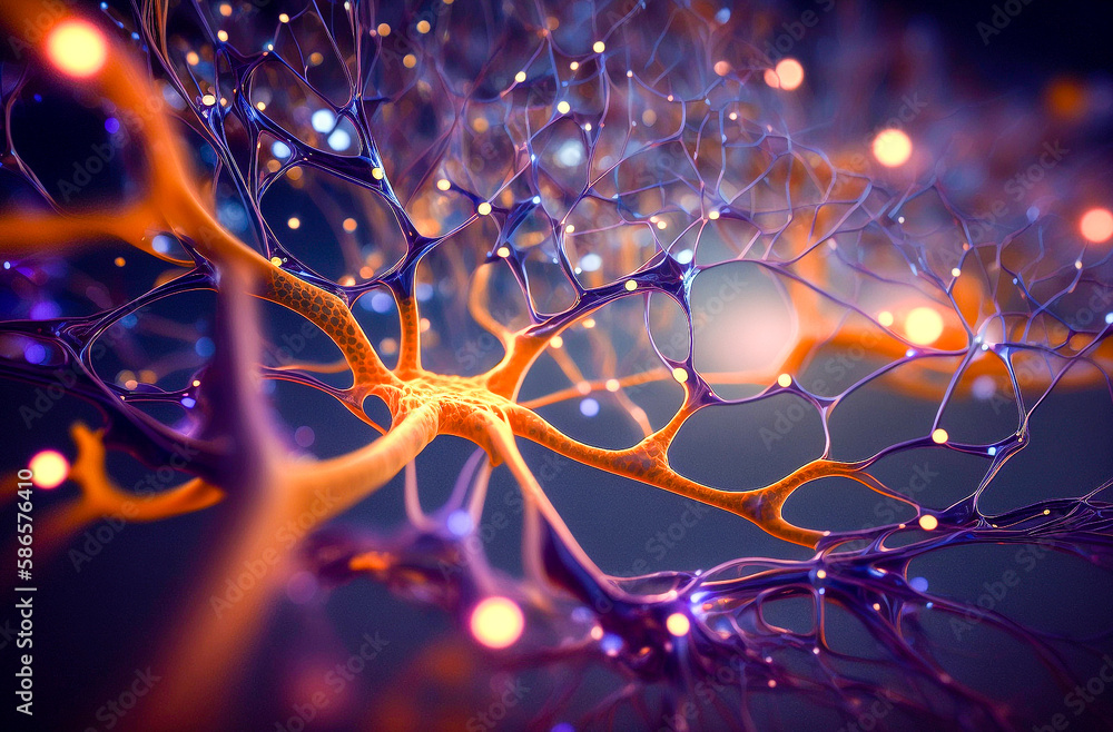 Brain cells, network connection. Human body parts Illustration created ...