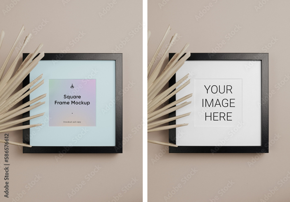 Square Frame with Plant Mockup Stock Template | Adobe Stock