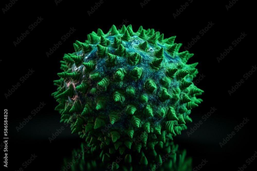 3d Model of Coronavirus Covid-19 high coronal density green color with ...