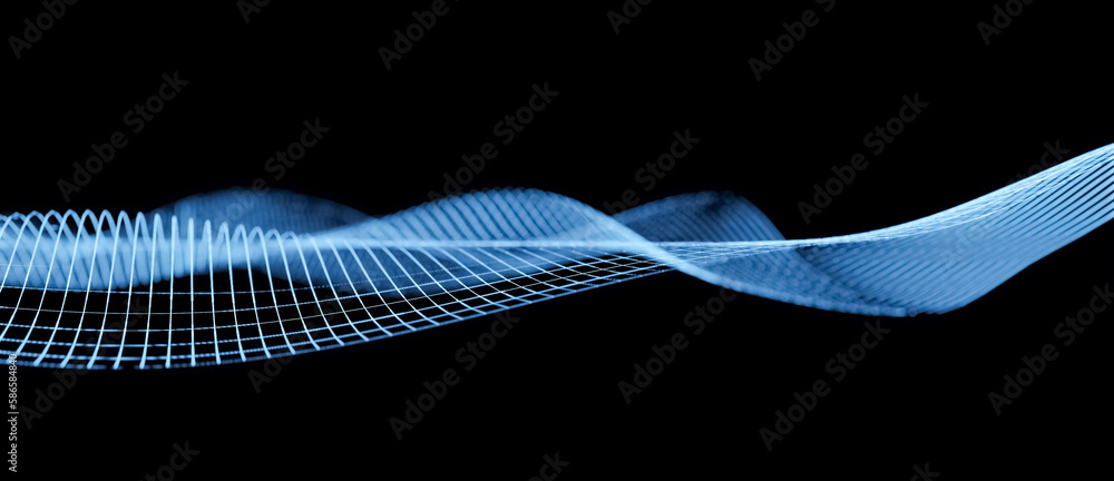 Illustration of abstract wireframe sound waves, visualization of ...