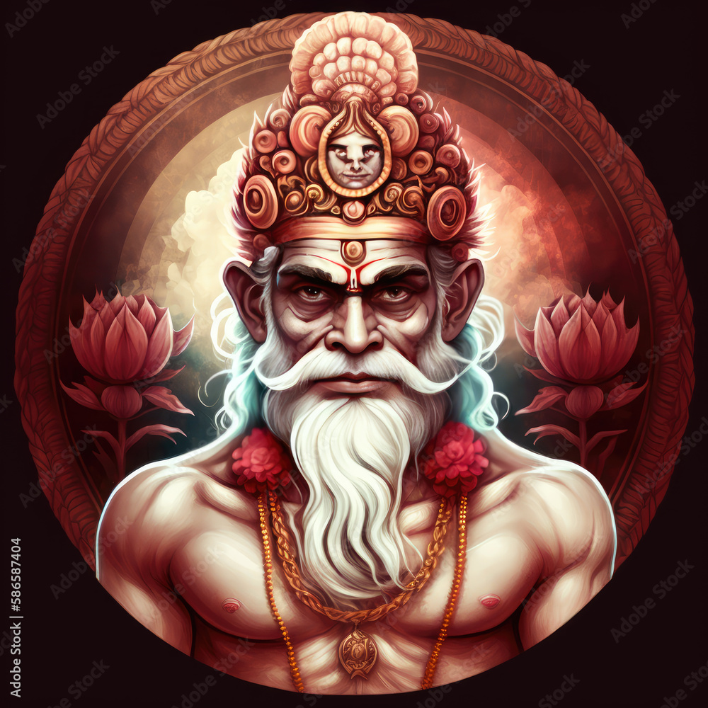 lord Brahma india culture holy god illustration Stock Illustration ...