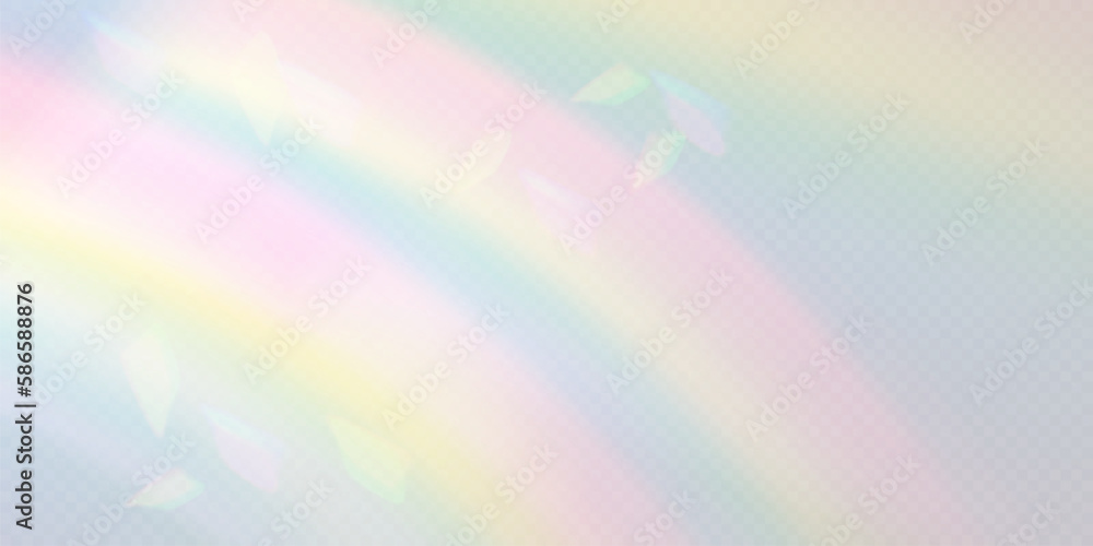 Rainbow light prism effect, transparent background. Hologram reflection ...