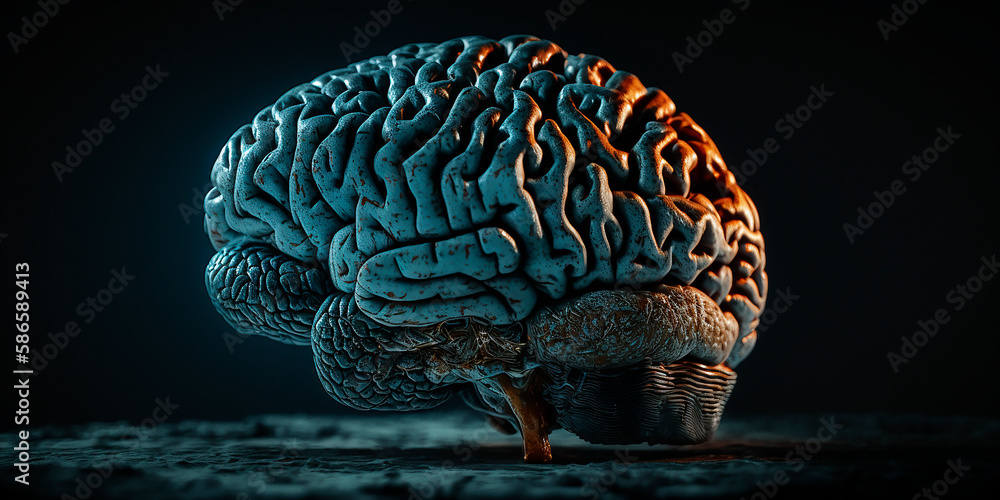 Brain. Low poly abstract digital human brain. Neural network. IQ ...