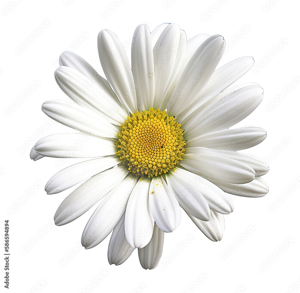 Frontal view of a daisy flower on cutout PNG transparent background ...