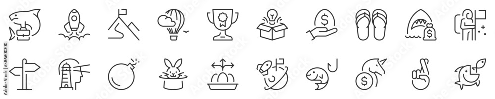 Line icons about business metaphors and idioms, thin line icon set ...