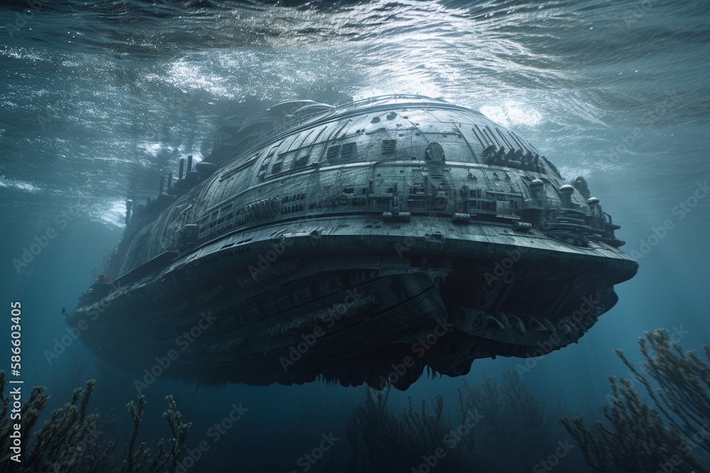 alien ship under the sea ultra realistic, Generative AI Stock ...