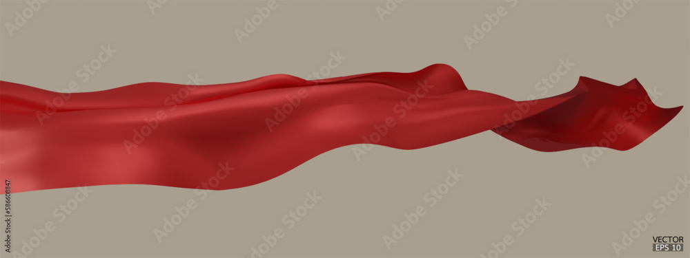 Flying red silk textile fabric flag background. Smooth elegant red ...