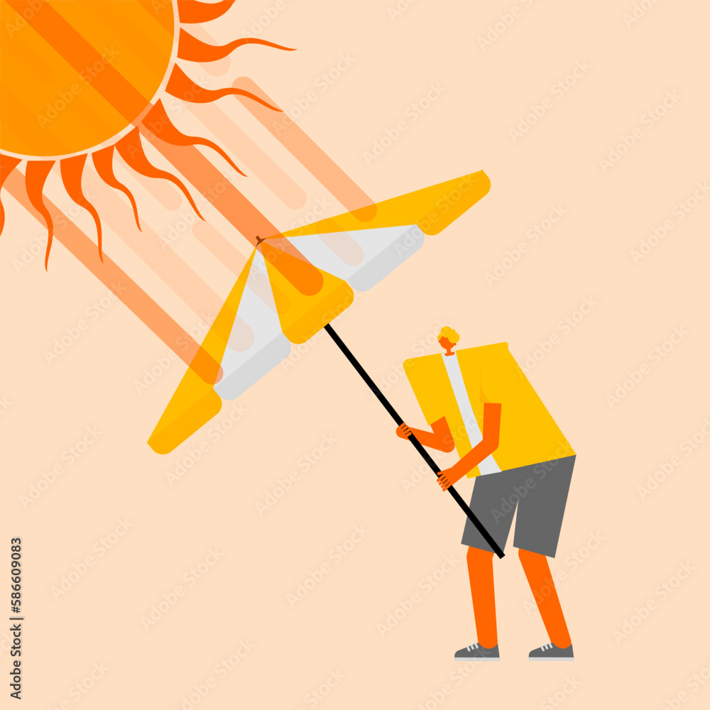 Cartoon character design for heatstroke prevention. Stock Vector ...