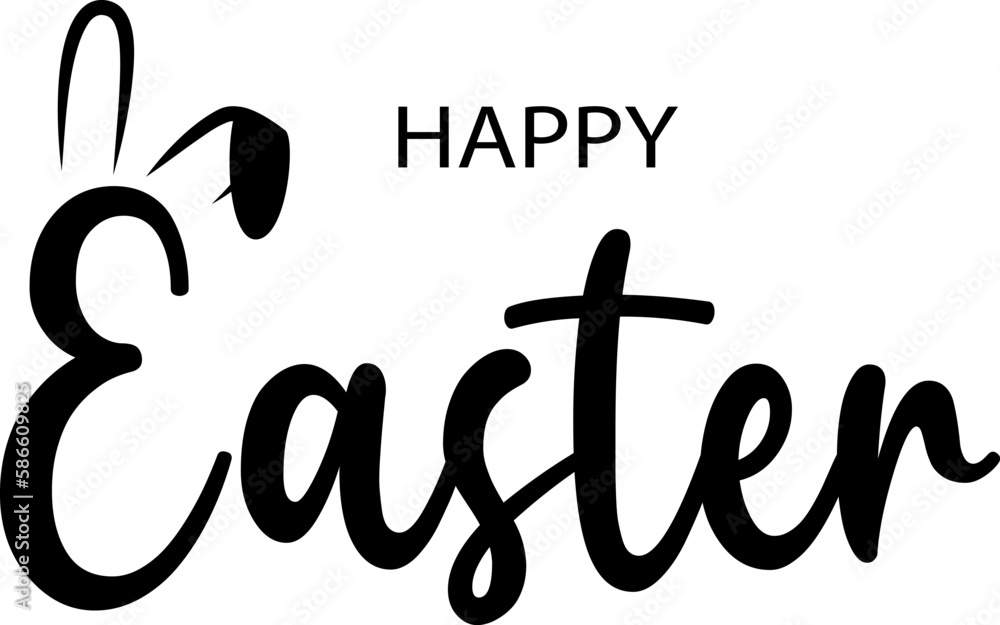 Happy Easter vector calligraphy text. Happy Easter greeting card. Modern Handwritten type ...