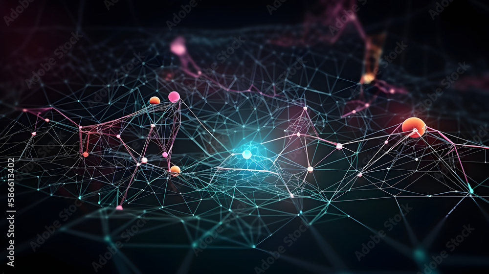 web3 illustration with geometric lines in interconnected space having ...