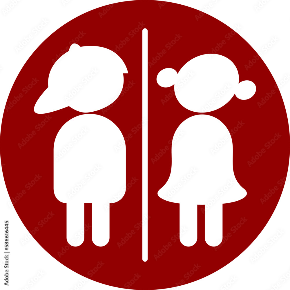 affiche pour indiquer aux enfants ou se trouve les toilettes représenté ...