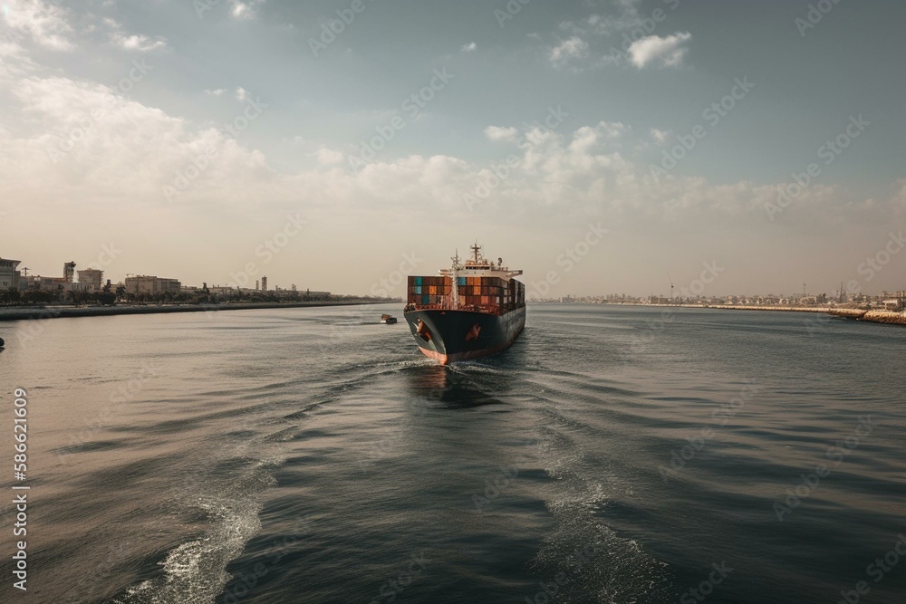 The Suez Canal at port Said, Egypt. the Canal joined the Mediterranean ...