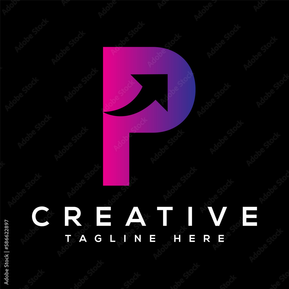 Letter P logo with arrow vector. Stock Vector | Adobe Stock