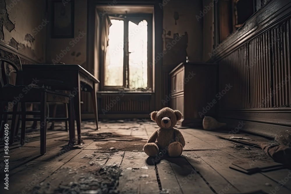 The Lonely Skittish Generative Retro Concept of a Small Brown Teddy ...