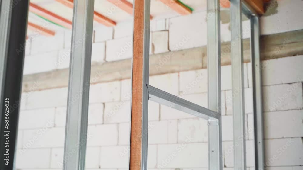 Structure made of metal U profile for drywall wall, smooth camera ...