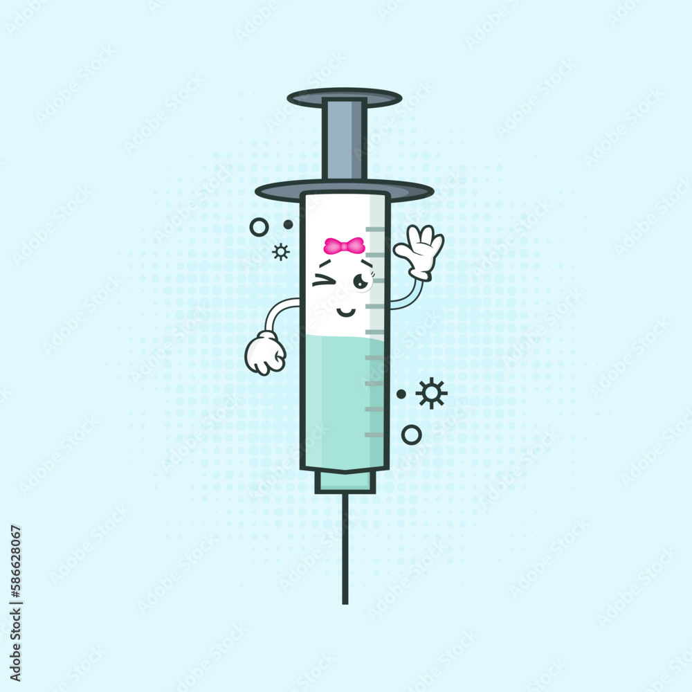 Cute Medical Injection Character Vector Illustration, A cute and ...
