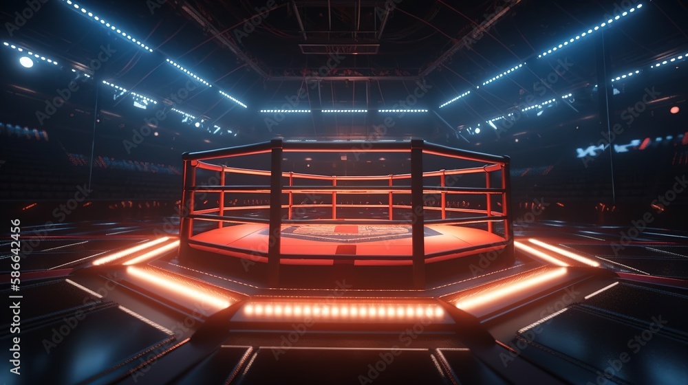 ring, arena for boxing fights and competitions, seats for spectators ...