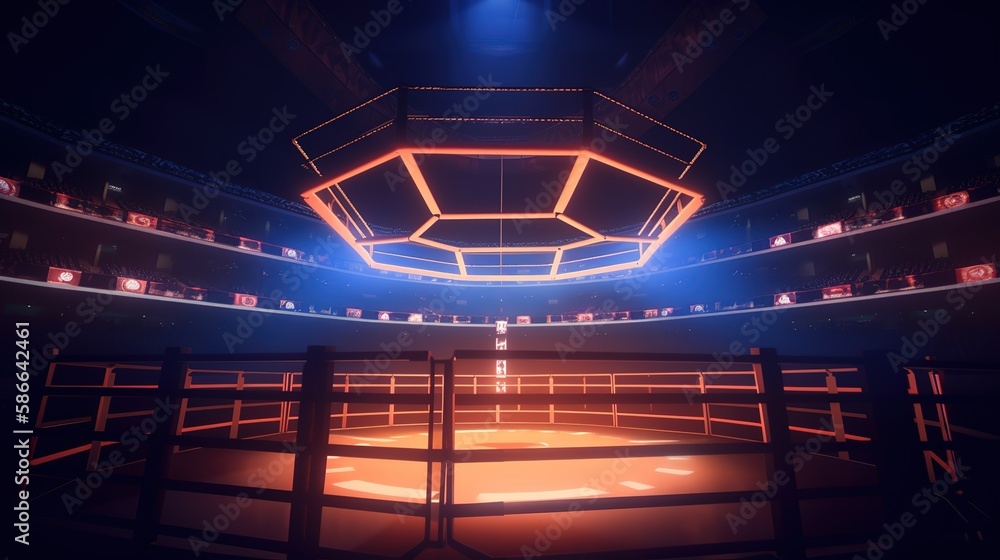 ring, arena for boxing fights and competitions, seats for spectators ...