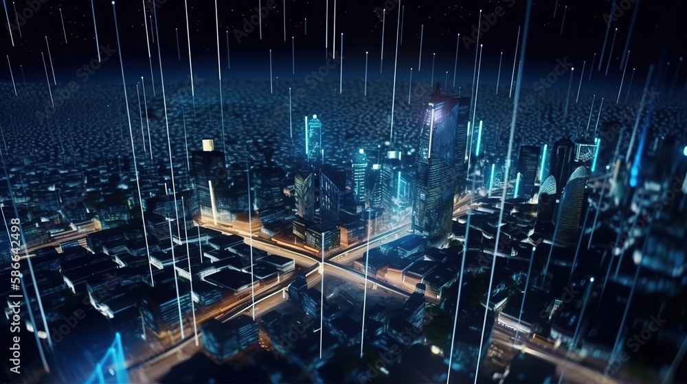 city in isometric form. The concept of connecting devices ...