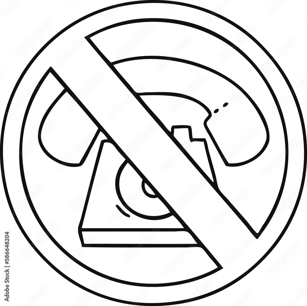 line drawing cartoon no phones allowed sign Stock Illustration | Adobe ...