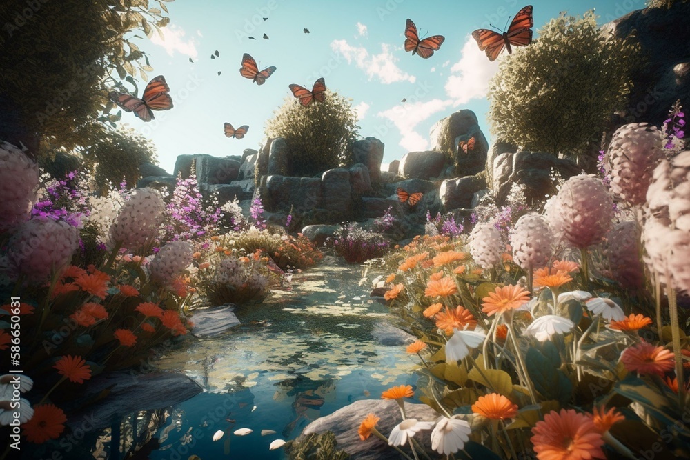 Ilustração do Stock: Experience Epic Composition in Garden of Floating ...