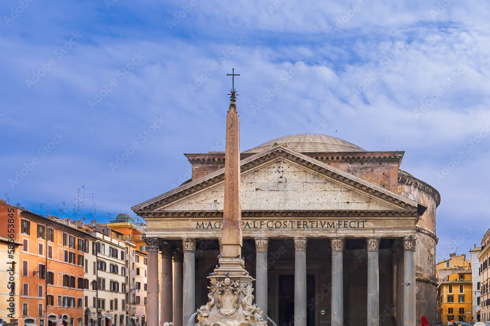 The famous Pantheon, one of the most seen site with obelisk in front ...