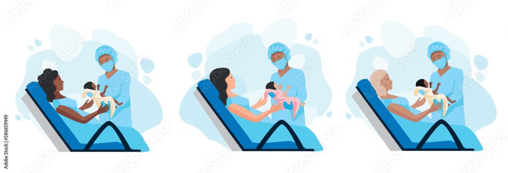 A pregnant woman gives birth to a child in a maternity hospital ...