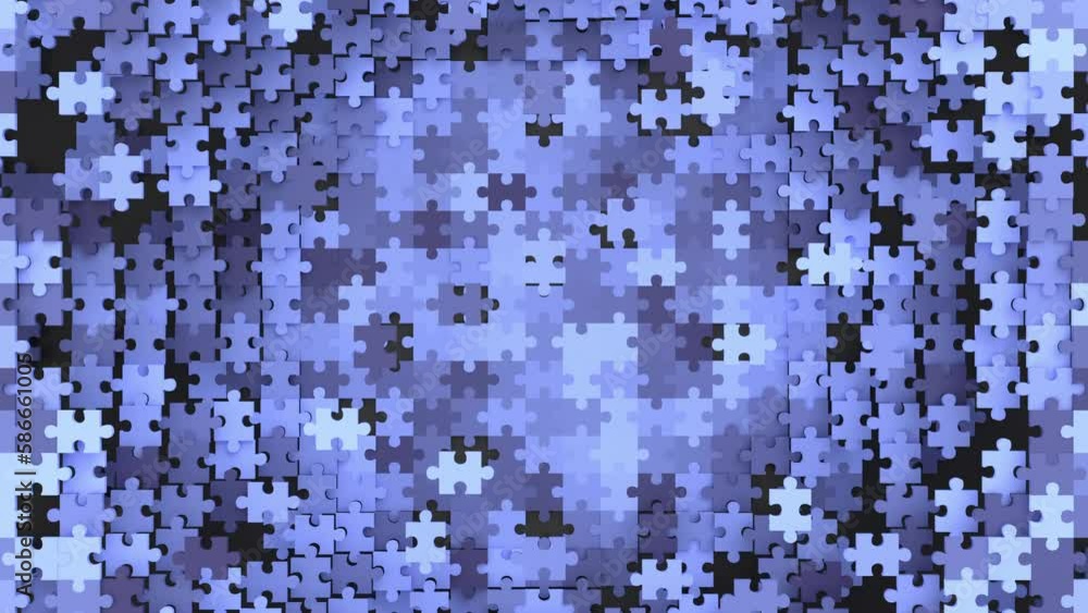 jigsaw puzzle pieces 3d animation falling, blue mosaic that can be used ...