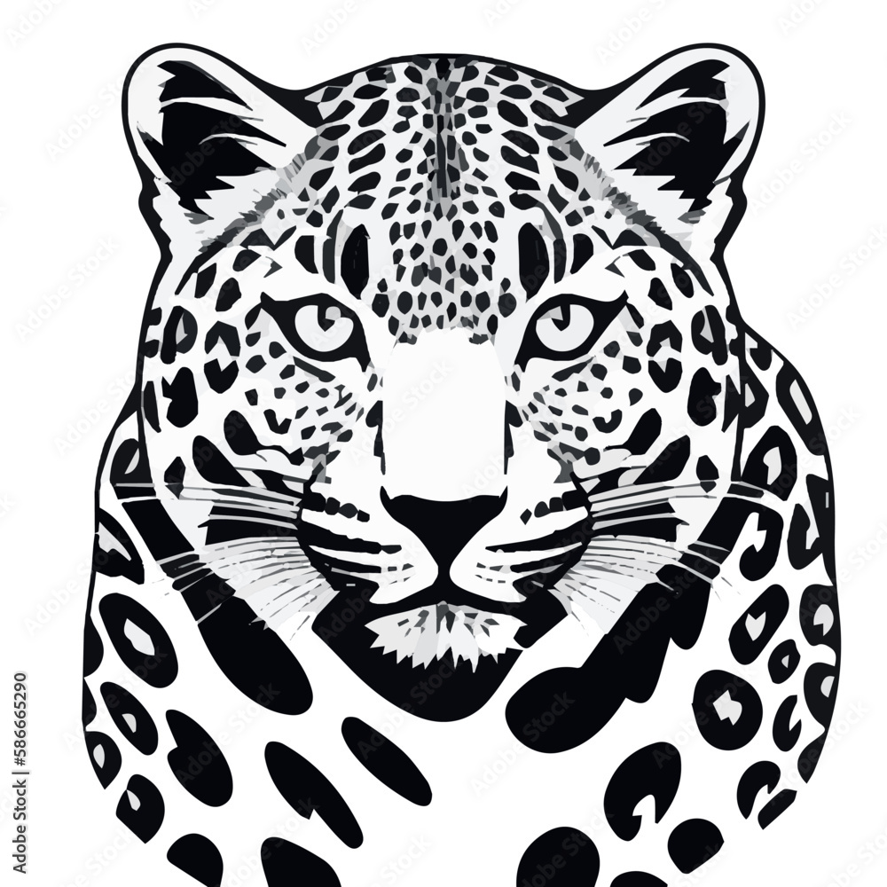 leopard head drawing vector graphics Stock Vector | Adobe Stock