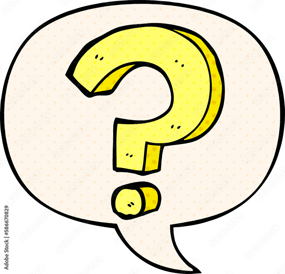 cartoon question mark and speech bubble in comic book style Stock ...