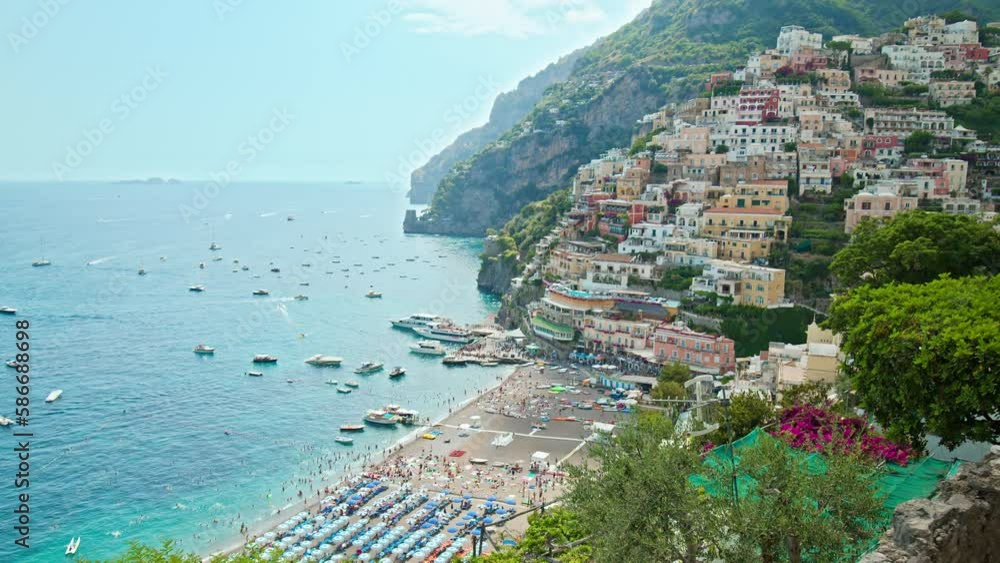 View of the most recognizable Marina Grande Beach Positano in 4K ...