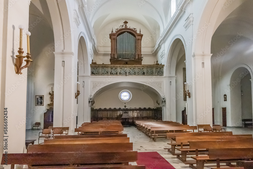 Interior of Catholic parish Church of San Bartolome (Iglesia de San Bartolome). Church of San ...