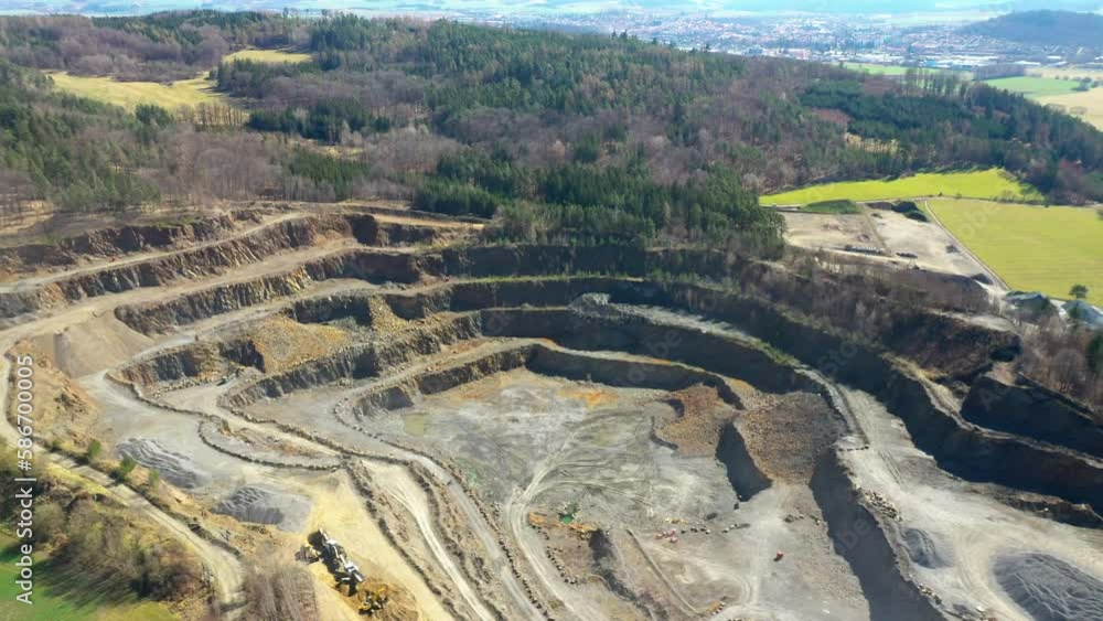 Stone quarry. Open cast mining. Industrial landscape. Heavy industry ...