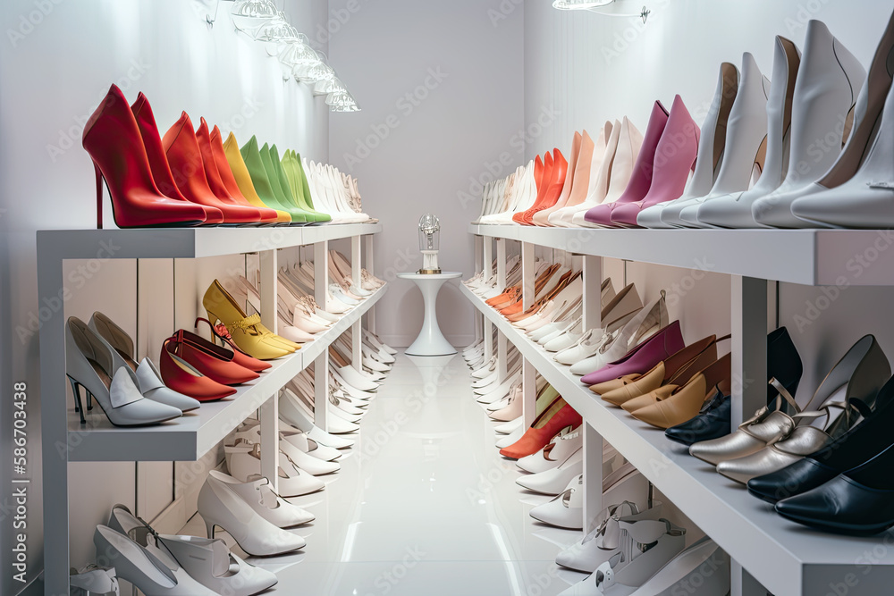 AI Generative Illustration of the interior of a luxury women's shoe ...