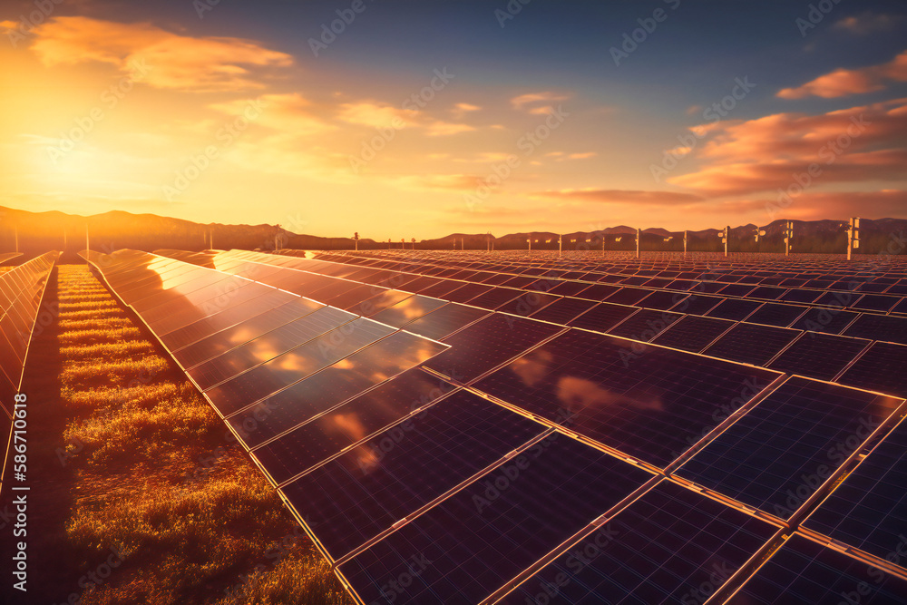 Vast arrays of solar panels harness the sun's power, providing clean ...