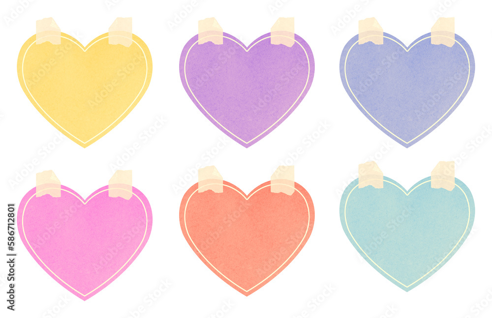 cute heart shape sticky notes with adhesive tape strips on transparent ...