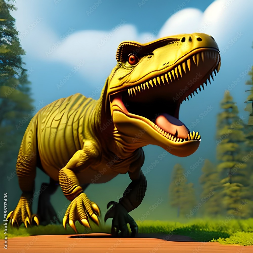 Tyrannosaurus. T. rex dinosaur cartoon character in the dinosaur ...