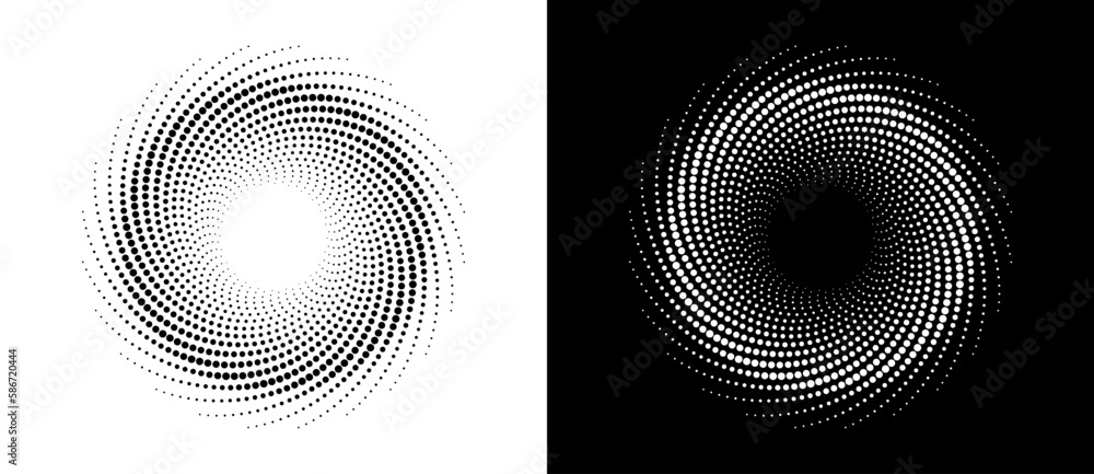 Modern abstract background. Halftone dots in circle form. Round logo ...