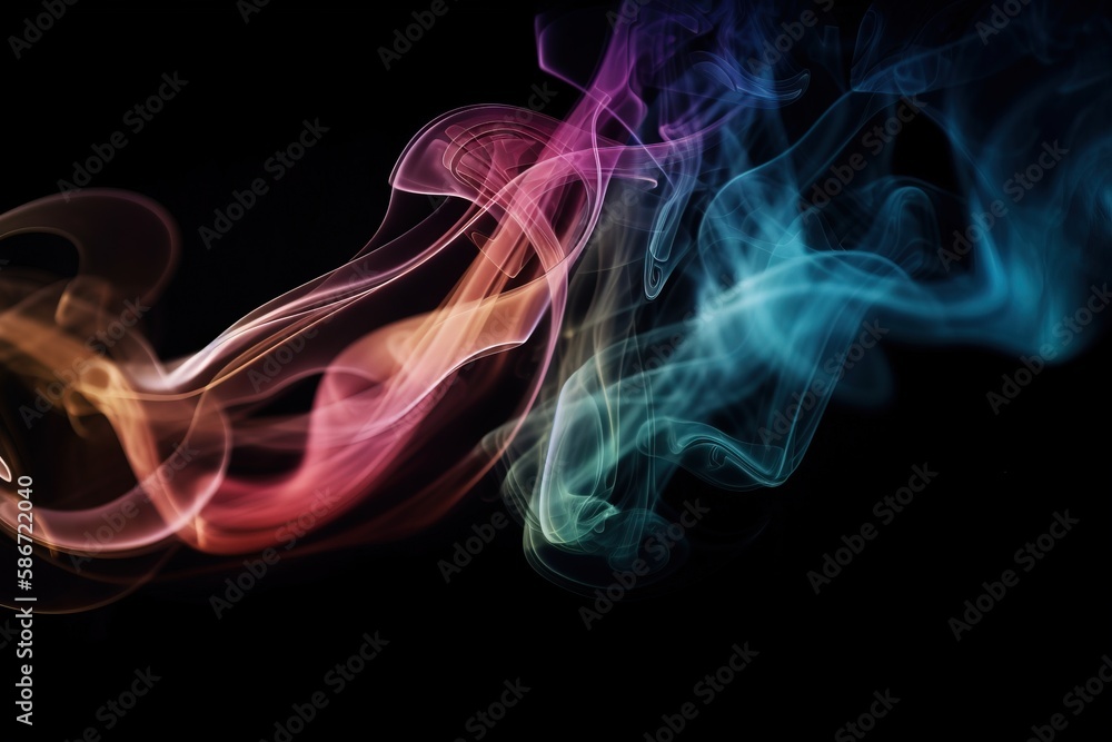 a group of smokes that are on a black background with a black ...