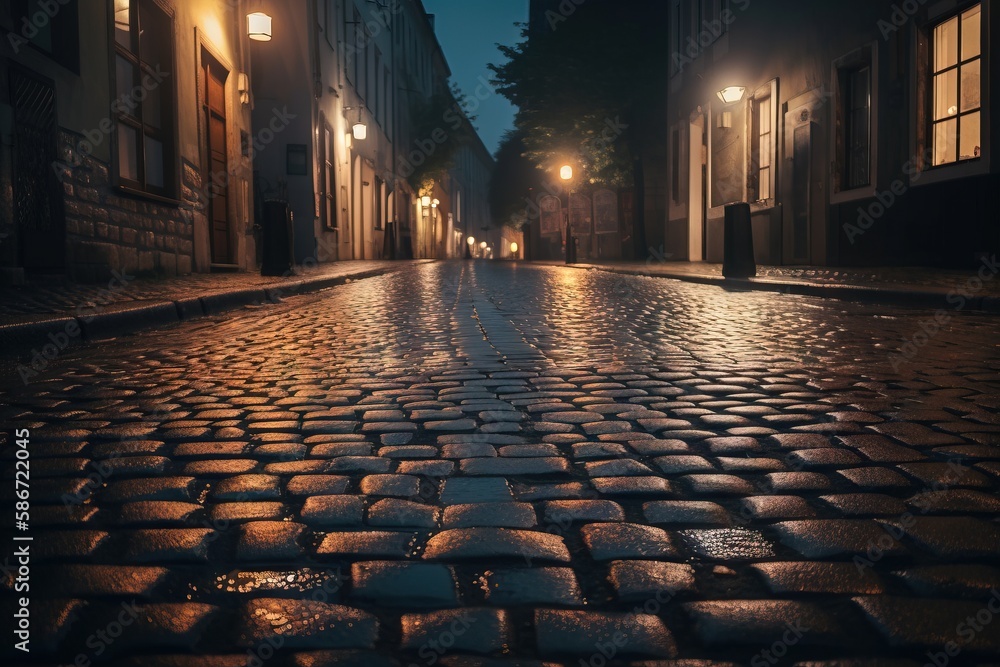 Cobblestone Street Night Cobblestone Street Night