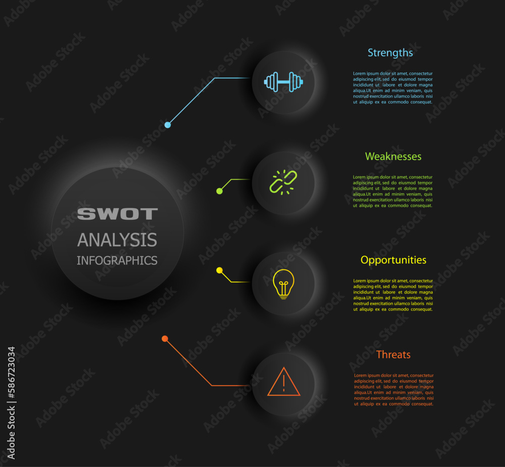 Vecteur Stock Swot infographic analysis template. Background with icon ...