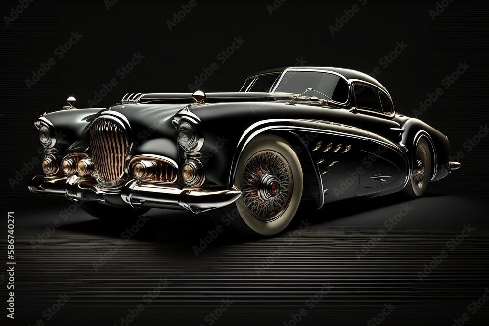 cartoon illustration, vintage car on white background, ai generative ...