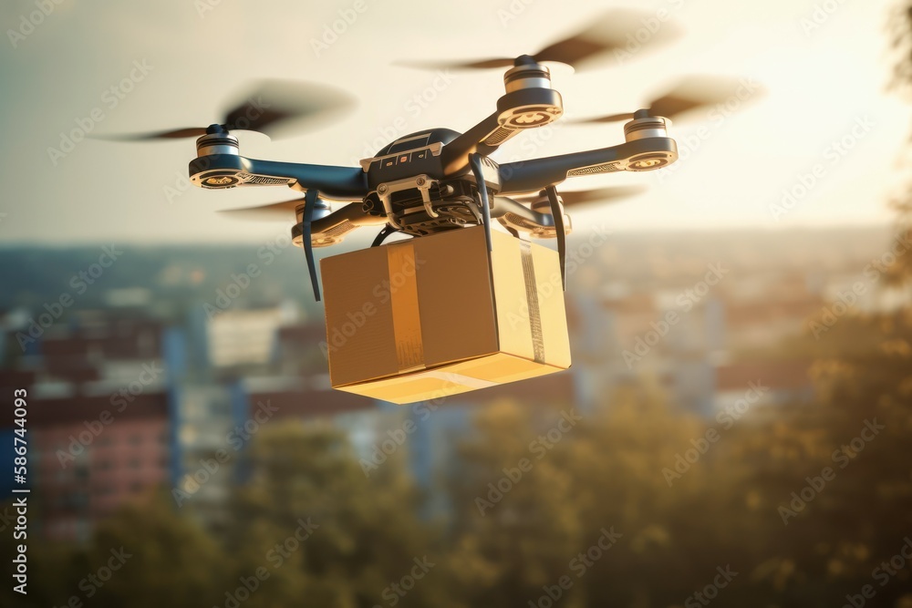 Future technology of autonomous logistics concept. Delivery drone ...