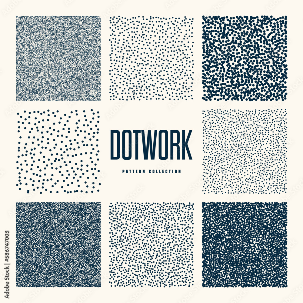 Square shaped dotted objects, vintage stipple elements. Stippling ...