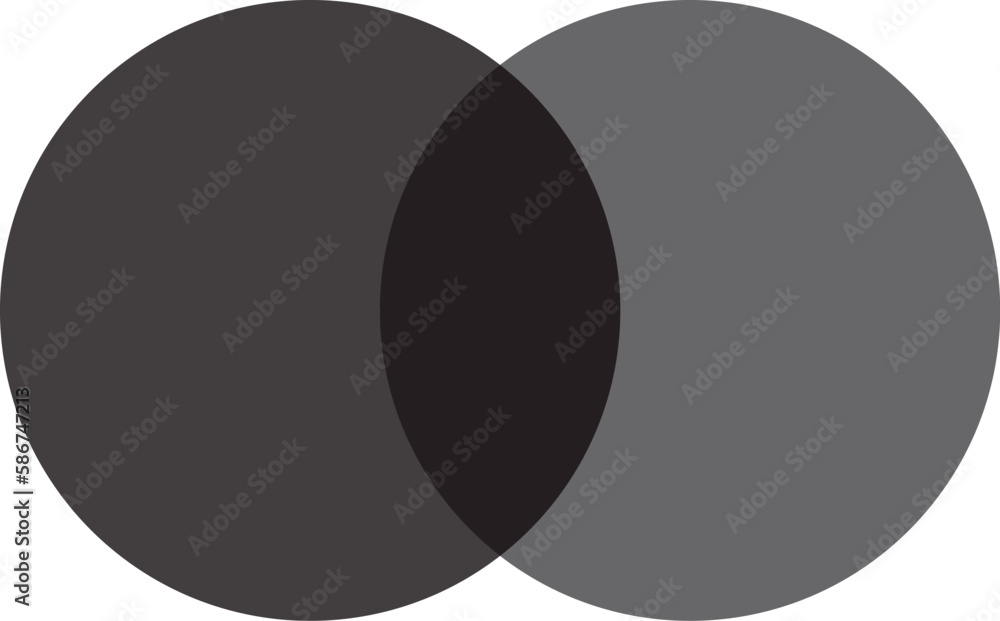 2 black and grey color circles background with overlap layer. For ...