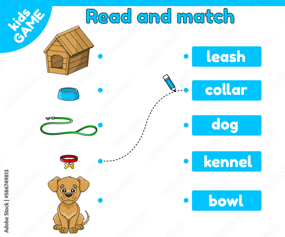 Word match educational game. Learning english vocabulary. Page of ...