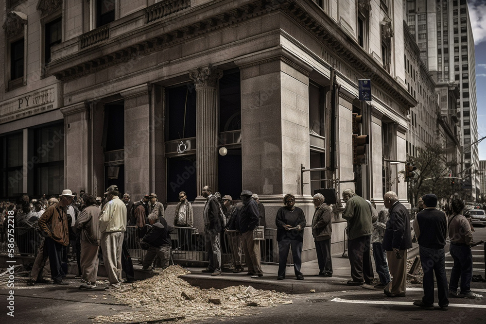 World crisis Concept. Crowds of unemployed people on street during a ...